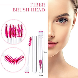 80 Pieces Disposable Mascara Brushes Tubes Set, 40 Diamond Empty Mascara Wand Tube with 40 Eyelash Brush Spoolies Makeup Tool for Eyelash Extension(Pink)
