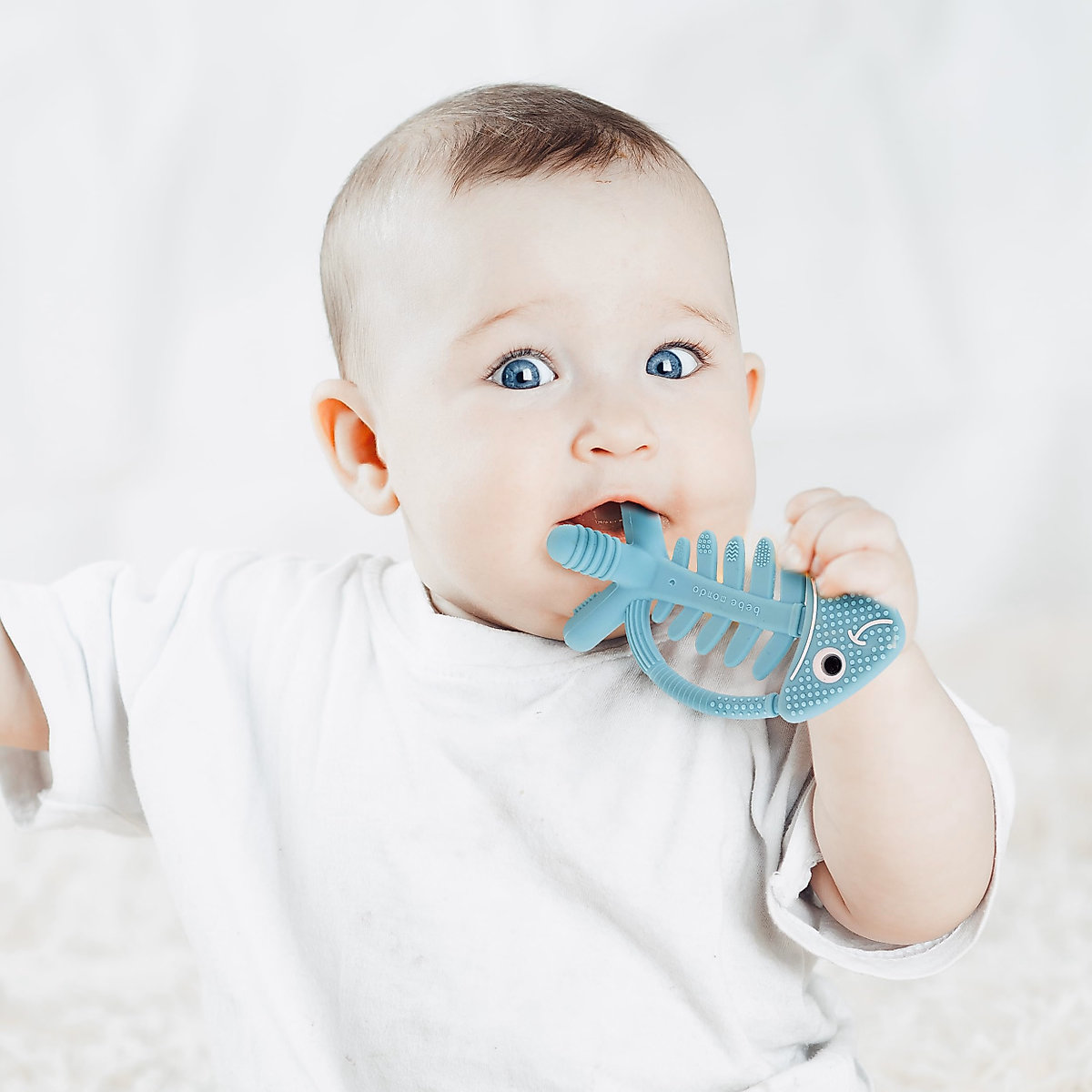 3in1 Infant Toys, Baby Teething Toys 0-3-6-12 Months, Teethers for Babies 3-6 6-12 Months for Teething Relief,Baby Teether Gift,Silicone,Sensory,Baby Toys 0-6 Months,USA Patent Pending,Fish,Turquoise
