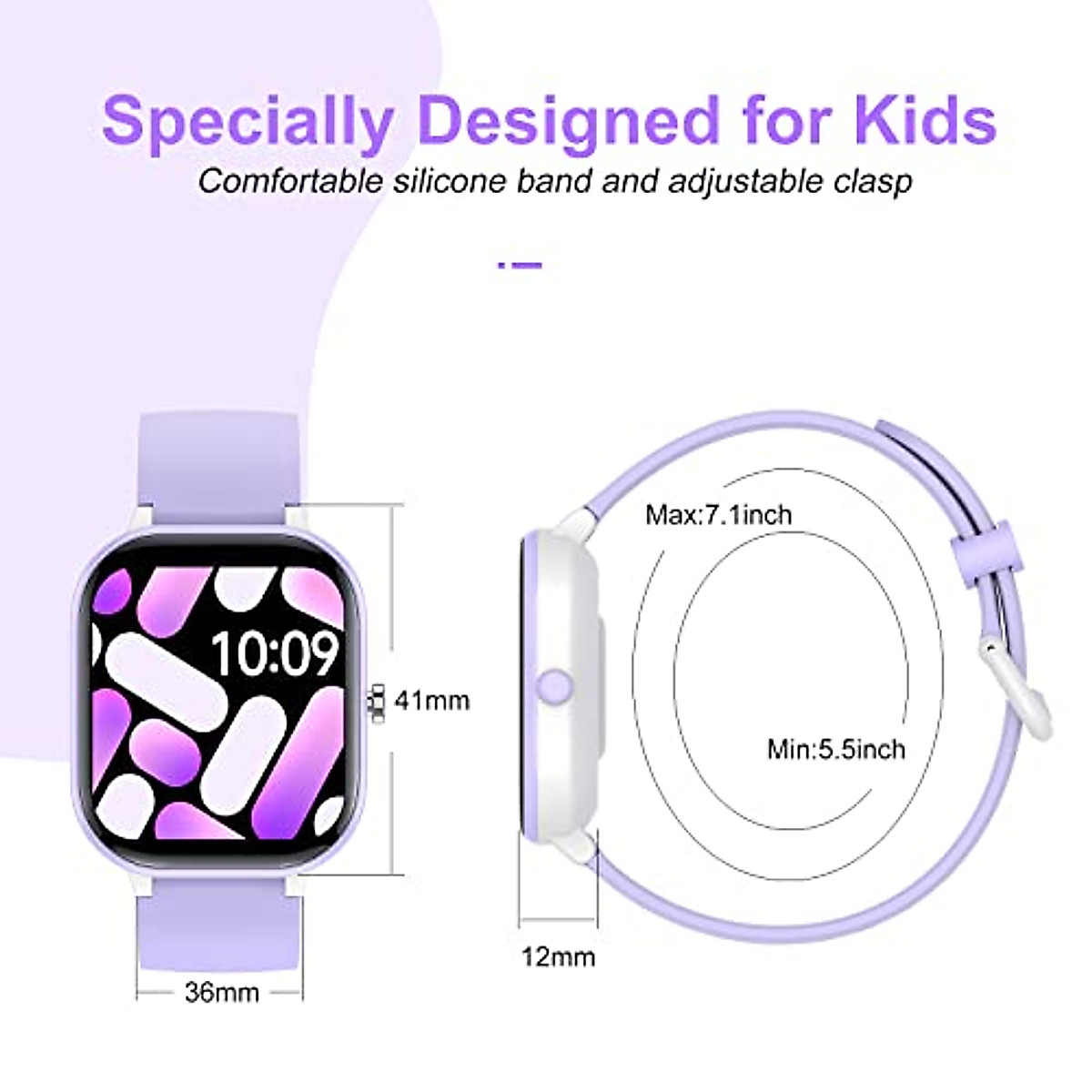 HENGTO Fitness Tracker Watch for Kids, IP68 Waterproof Kids Smart Watch with 1.4" DIY Watch Face 19 Sport Modes, Pedometers, Heart Rate, Sleep Monitor, Great Gift for Boys Girls Teens 6-16 (Purple)