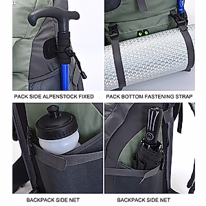 Bseash 50L Hiking Backpack, Water Resistant Lightweight Outdoor Sport Daypack Travel Bag for Camping Climbing Touring (Green - No Shoe Compartment)