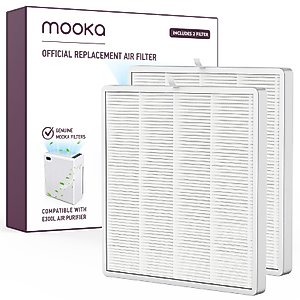 E-300L Air Purifier Official H13 Replacement Filter Compatible with MOOKA and MOOKA FAMILY E-300L Air Purifiers (White 2PC)