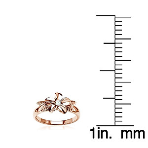Hoops & Loops 925 Sterling Silver Cubic Zirconia Petal Flower Ring for Women Teen Girls, Rose Gold Size 6