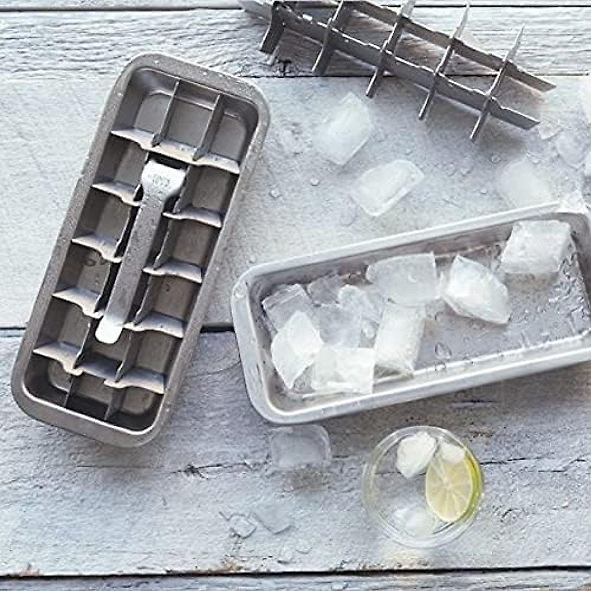 Vintage Inspired Ice Cube Tray | 18/8 Stainless Steel | 18 Slot Ice Cube Tray | Easy Release Handle, 11" | Retro Design for Bars & Kitchens | Levers Remove Cubes | Dishwasher Safe