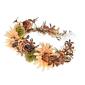 DDazzling Sunflower Flower Crown Eucalyptus Halo Women Girls Headpiece Photo Prop (Coffee)