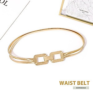 COSYDAYS Metal Waist Belt Gold Skinny Metal Waist Chain Elastic Dress Belt Buckle Waistband Jewelry for Women and Girls (Gold)