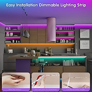 Tenmiro 50ft Led Strip Lights Smart Led Light Strips Music Sync Color Changing LED Lights App Control Led Lights for Bedroom Party Home Decoration