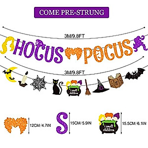 PTFNY Glittery Hocus Pocus Banner Hocus Pocus Halloween Decorations Halloween Witches Party Banner for Hocus Pocus Halloween Party Decorations Supplies