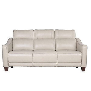 Steve Silver Furniture Ivory Dual-Power Leather Sofa, Power Headrest, Footrest, USB Charging, Transitional Design, for Living Room, Home Theatre, Top Grain Leather, 39" D x 81" W x 38" H, Ivory
