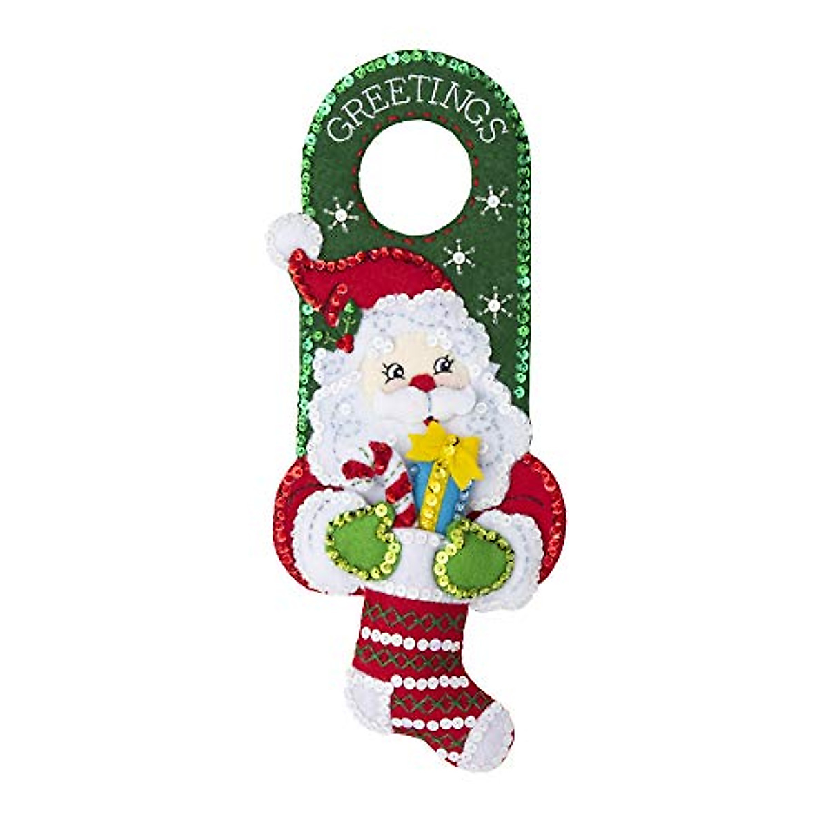 Bucilla Greetings, Felt Applique Christmas Door Hangers, Set of 2 (89286E)