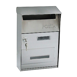Mailboxes for Outside Mailbox Wall Mount Post Box European Villa Home Wall-Mounted Mailbox Outdoor Garden Simple Creative Simple Creative Waterproof Newspaper Box (Color : Silver)