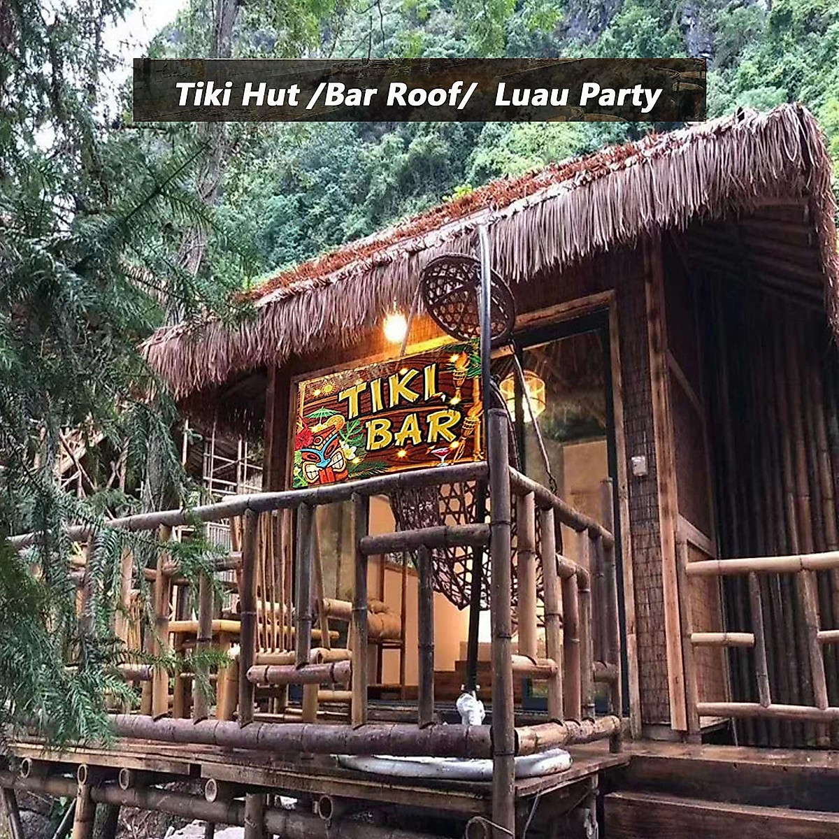 Mexican Straw Roof Thatch, Synthetic Thatch Roofing , Artificial Palm Thatch Rolls Duck Blind Grass Thatch Roofing for Tiki Bar Decorations, Palm Palapa Straw Thatch Roof for Fence Party ( Size : 39.4