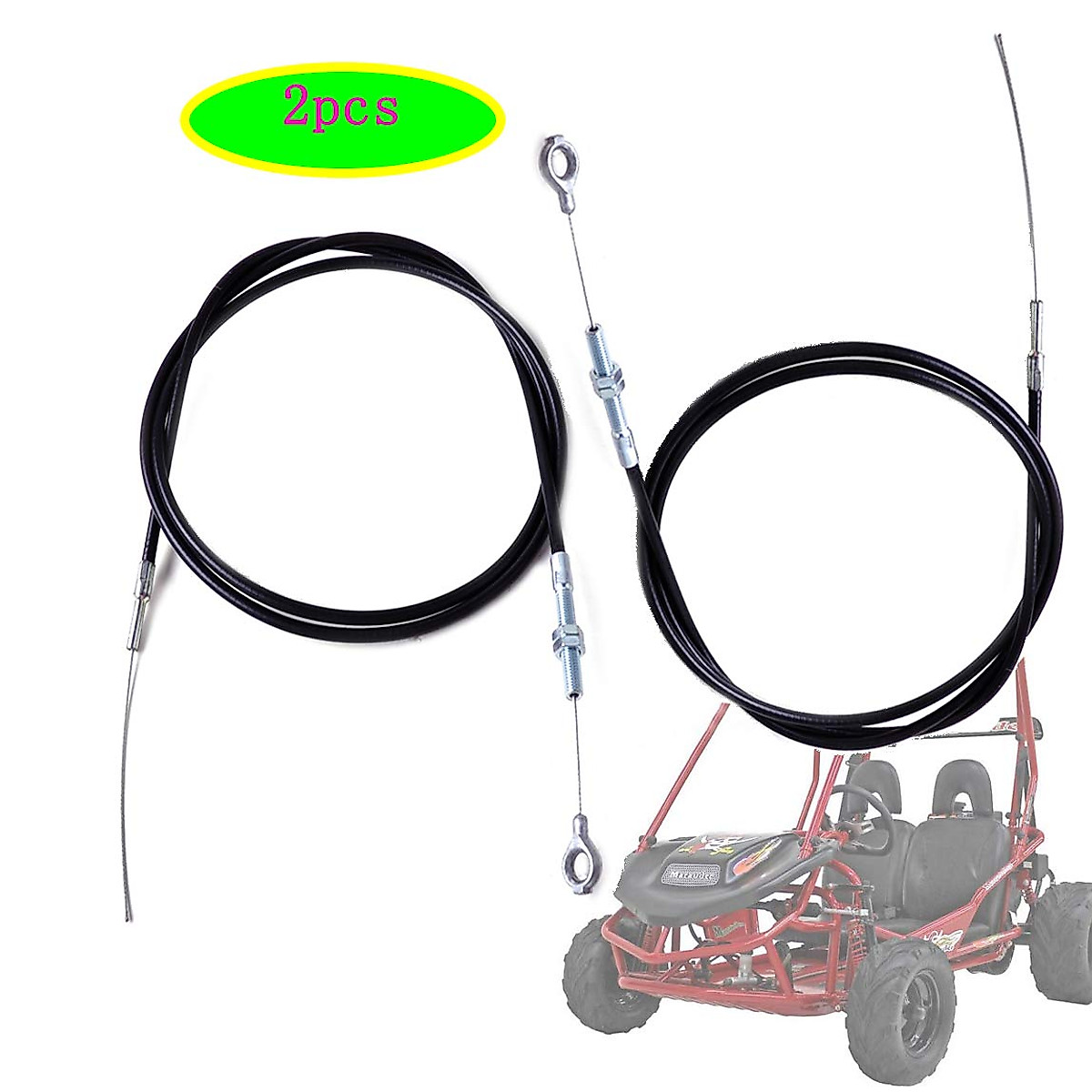 NAKAO Universal Throttle Cable for Manco Go Kart 8252-1390 Go Cart, 63" Long Inner Wire 71" inch Long, Throttle Cable for Go Kart(2 Throttle Cable)