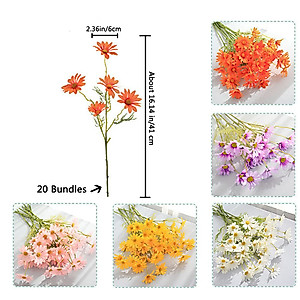 MexSpFit Artificial Flowers Outdoors Fake Daisy,20 Bundles Silk Daisy，Fake Fall Flowers for Decoration，No Fade UV Resistant for Home Indoor Outside Hanging Planter Garden Wedding (Purple, 10)