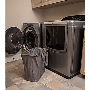 BIRDROCK HOME 75L Collapsible Laundry Basket Caddy - Grey - XL Foldable Tote Bag for Dirty Clothes - Strong Handles - Durable Fabric - Water Resistant - Lightweight