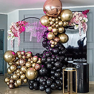 RUBFAC Black Balloons Latex Balloons 100pcs 12 Inch Helium Balloons for Birthday Graduation Baby Shower Wedding Holiday Party Decoration, Black Ribbon