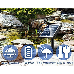 Solar Aerator Air Pump/Oxygenator for Fish Tank and Pond, 2.5w, No Noise Design with Oxygen Pipe and 3 Air Bubble Stones, Oxygen Supply for Various Tanks/Pond/Aquarium/Gardening Water Circulation