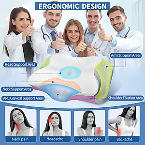 Muzsoul Cervical Pillow for Neck & Shoulder Pain Relief Sleeping - Ergonomic Memory Foam Pillow Orthopedic Neck Support Pillows for Side Sleepers with Breathable Pillowcase