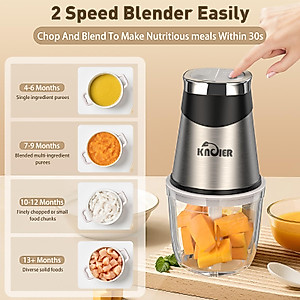 KNOIER Baby Food Maker, 14 in 1 Set for Baby Food, Fruits, Meat, Mini Baby Food Processors with Containers/Food Chopper with 6 Bi-Level Blades, Baby Essentials Gift Set with Baby Food Feeder