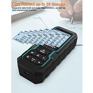 Laser Measure with Digital Angle Display, Mileseey by RockSeed 165 Feet with Electronic Level Control,M/in/Ft Unit Switching Backlit LCD and Pythagorean Mode, Measure Distance, Area, Volume