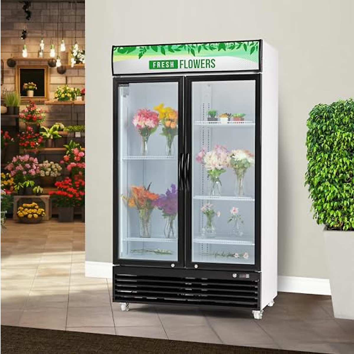 Procool Refrigeration Glass 2 Door Floral Display Cooler "Fresh Flowers" Design; 35 Cubic Ft., 45" Wide