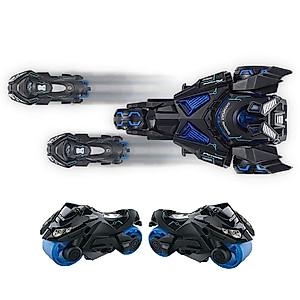 Pull Back Cars Toys, Pull Back Vehicles Motorcycle Launcher Toy Die-cast 3 in 1 Catapult Race Trinity Chariot (Black)