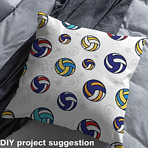 Feelyou Cartoon Volleyball Fabric by The Yard, Volleyball Theme Illustration Fabric for Chairs and Home DIY Projects, Hand Drawn Boys and Girls Decorative Waterproof Fabric, 1 Yard