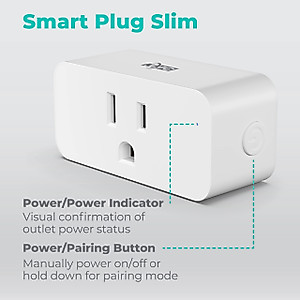 KMC Smart Plug Slim 4-Pack, Low-Profile Wi-Fi Outlet for Smart Home, Remote Control Lights and Devices from Anywhere, No Hub Required, ETL Certified, Compatible with Alexa and Google Home, White