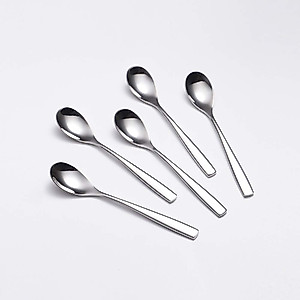 Wenkoni 6.1"Small Dessert Spoons, Yogurt Spoons,Coffee Spoons,Espresso Spoons,Ice Cream Spoons,18/8 (SUS 304) Stainless Steel spoons for Coffee,ice cream,dessert,yogurt,pudding 5 pcs Set.
