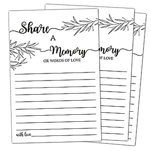 Share a Memory Card, Memorial Cards for Celebration of Life, Funeral Guest Book, Advice for The Bride, Wedding Favors, Graduation, Retirement, Going Away Party Decorations, 4x6 Inch, 50 Pack