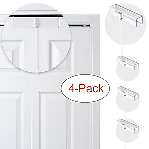 (4- Pack) - Safety Innovations Bi-fold Door Lock - Closet Protection Child and Pet Proof Bi-fold Door Lock - Tool-Free Installation - Made from Unbreakable Clear Polycarbonate