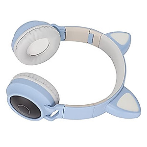 PUSOKEI Gaming Headset, Deep Bass Cat Ear Gaming Headphones Bluetooth 5.0, Retractable and Foldable Cat Headphones Noise Reduction Over Ear Headphones with Soft Earmuffs(Blue