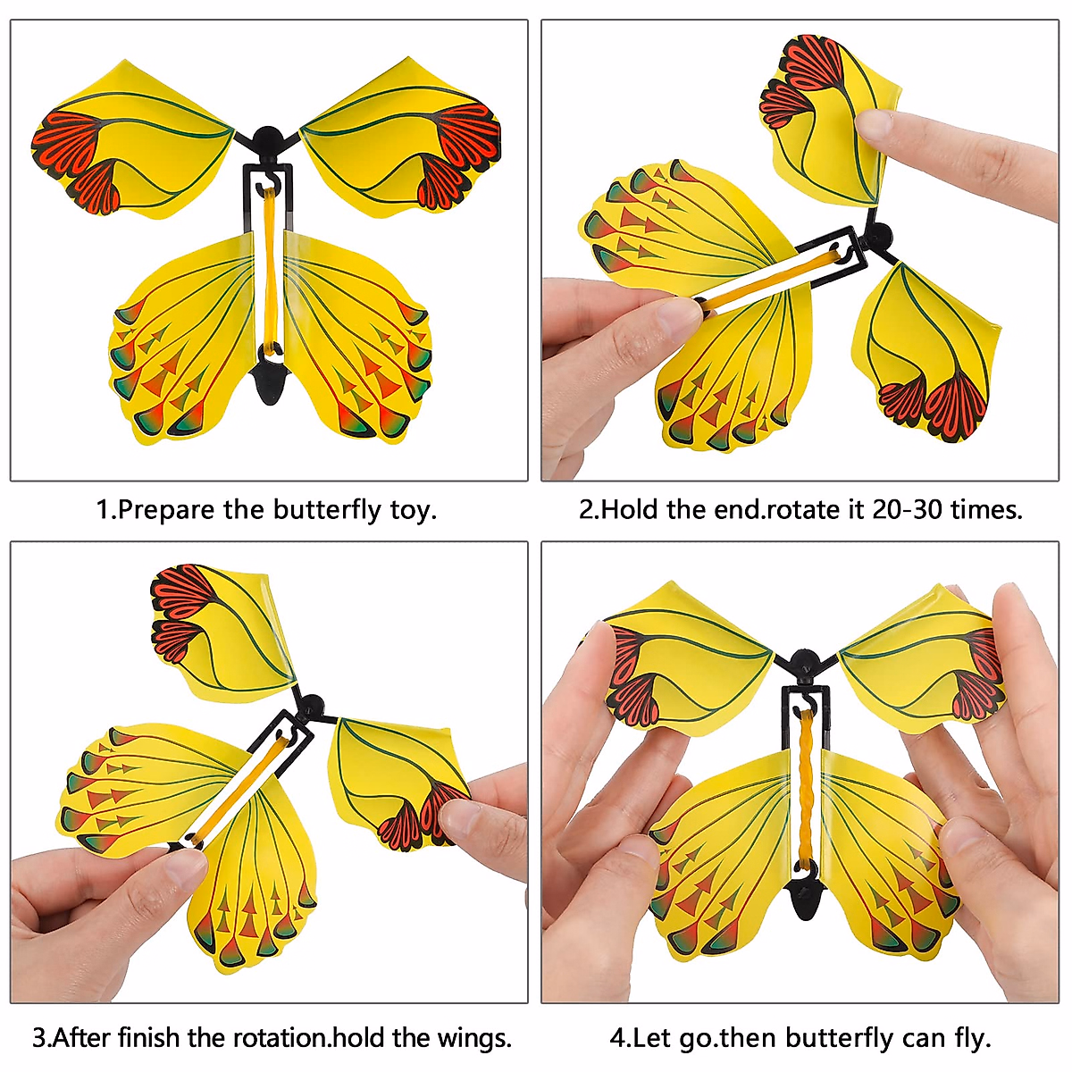 AhlsenL 25 PCS Flying Butterfly Toy, Flying Butterfly Wind up Butterfly Toy Butterfly Card Rubber Band Powered Toy for Wedding Birthday Party Book and Greeting Cards(Upgrade 25 Styles)