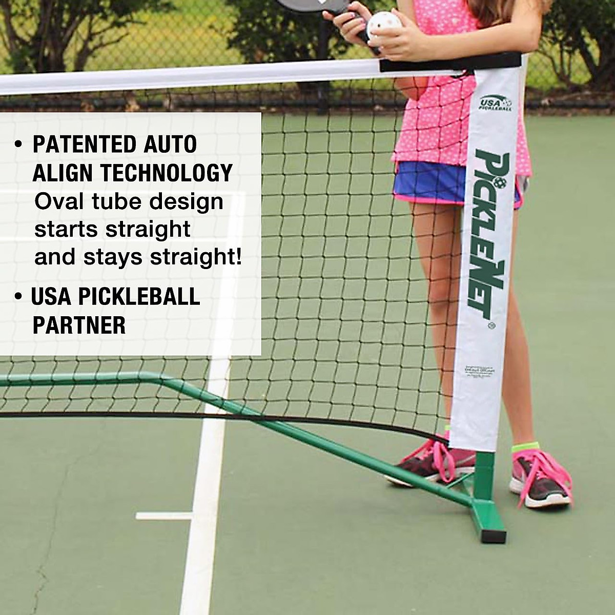 Picklenet - Portable Pickleball Net Official Size | Bag Included | Easy and Fast Assembly | Indoor & Outdoor Use | Heavy Duty Powder-Coated Steel | No-Twist Guarantee | Patented Design | 1 Yr Warranty