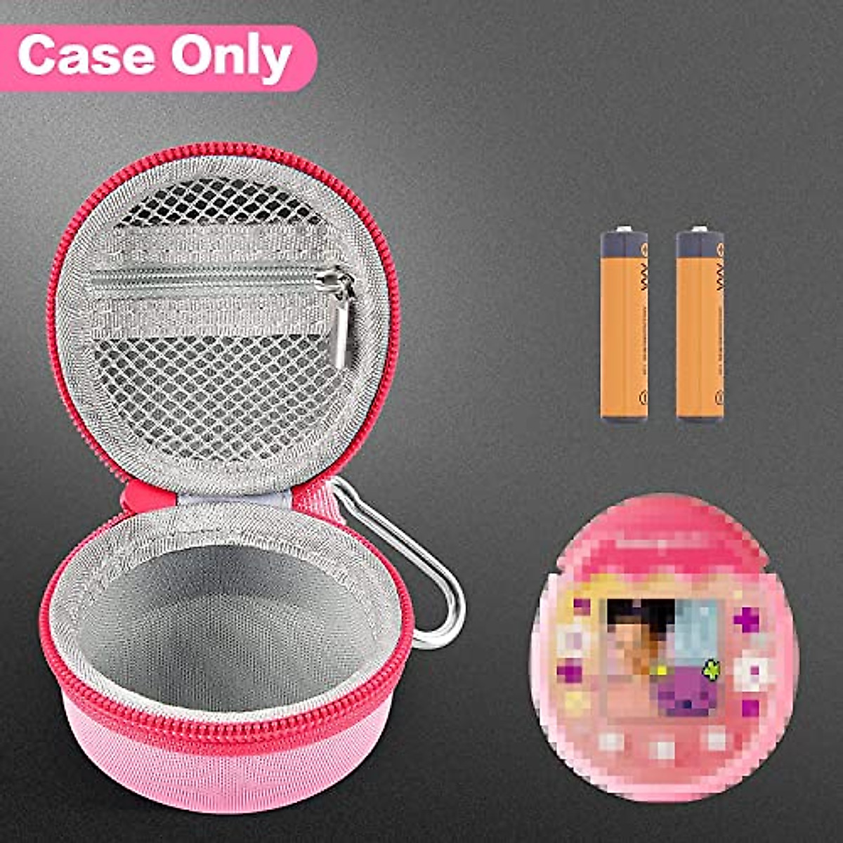 Case Compatible with Tamagotchi Pix/for Tamagotchi On Virtual Pet, Portable Mini Toy Carrying Storage Bag Cover with Accessories Mesh Pocket (Pink)