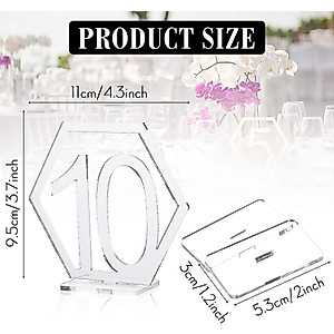 Velidy Table Numbers, Wedding Acrylic Standing Table Numbers with Holder Base for Wedding, Party, Events or Catering Decoration (Silver-20)