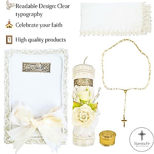 5 Pcs Ivory/Cream Baptism Candle Set for Boys and Girls - Velas para bautizo - Vela de bautizo para niño - Vela para bautizo de niña - Catholic Baptism Candle Set Girl - Baptism kit Baptism Bible