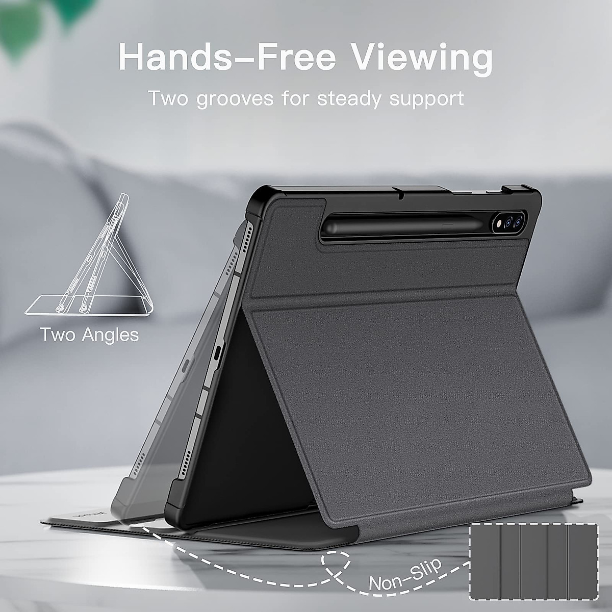 JETech Case for Samsung Galaxy Tab S8 2022/S7 2020 11-Inch with S Pen Holder, Slim Folio Stand Protective Tablet Cover, Multi-Angle Viewing (Black)