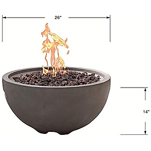 Modeno Nantucket Outdoor Fire Pit Table 27 Inches Round Firepit Concrete Patio Heater Electronic Ignition Backyard Fireplace Cover Lava Rock Included Natural Gas