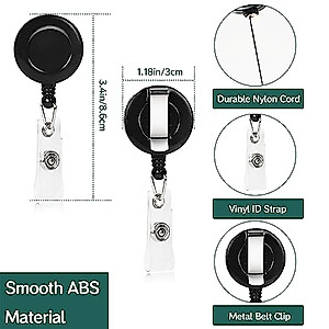 Simetufy 36 Pack Badge Reels Retractable Badge Holders Badge Clip for ID Holder, Name Card Holder with Belt Clip, Black