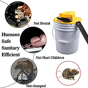 TOMEEX 2 Pack Flips Mouse Bucket Lid Trap-Yellow, Auto Resets Humane Or Lethal Trap Door Style, Mice Control Traps for 5 Gallon Bucket(Yellow 2 Pack)