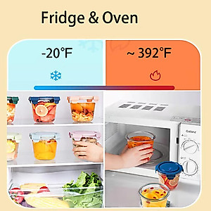 X.SSTTXN 3-Cup/24 Ounce Glass Food Storage Containers, Round Glass Soup Container with Airtight Lids, Leak-proof Soup Stew Food Storage and Meal Prep Container, Microwave Freezer Safe, Set of 4(Clear)