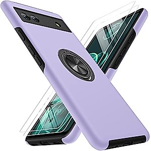 JAME for Google Pixel 6A Case 6.1" 2022 with Screen Protector [2 PCS], Shockproof Bumper Case for Google Pixel 6A Case for Women & Men, Pixel 6A Case with Magnetic Ring Holder Kickstand, Purple