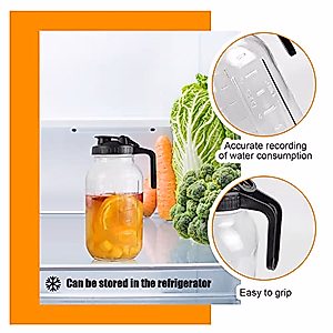 Half Gallon Mason Jar Pitcher, 64 oz Sun Tea Jar Large Wide Mouth Mason Jar Pitcher with Airtight Lid,2 Quart Glass Pitcher for Lemonade,Coffee,Ice Tea Pitcher for Fridge