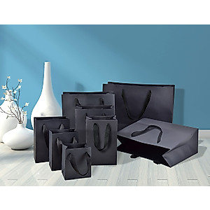 HUAPRINT Black Paper Bags,Matte Black Gift Bags,Extra Small Shopping Bags with Handles,30 Pack 4x2.75x4.5 inch,Party Favor Bags,Merchandise Business Bags,Wedding Bags