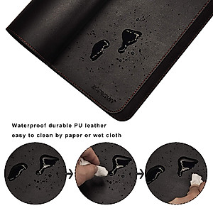 ZORESYN Large Desk Pad (55.1"x23.6") - PU Leather Office Desk Mat, Waterproof Desk Protector with Smooth Surface, Durable Stitched Edges - Black, Oversized Desk Mat for Home & Office