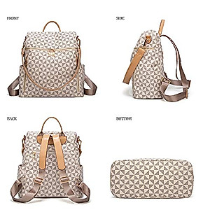 Makes Backpack Purse for Women, PU Leather Travel Satchel Handbag, Convertible Design Bag with Purse, 2 Piece(Beige)