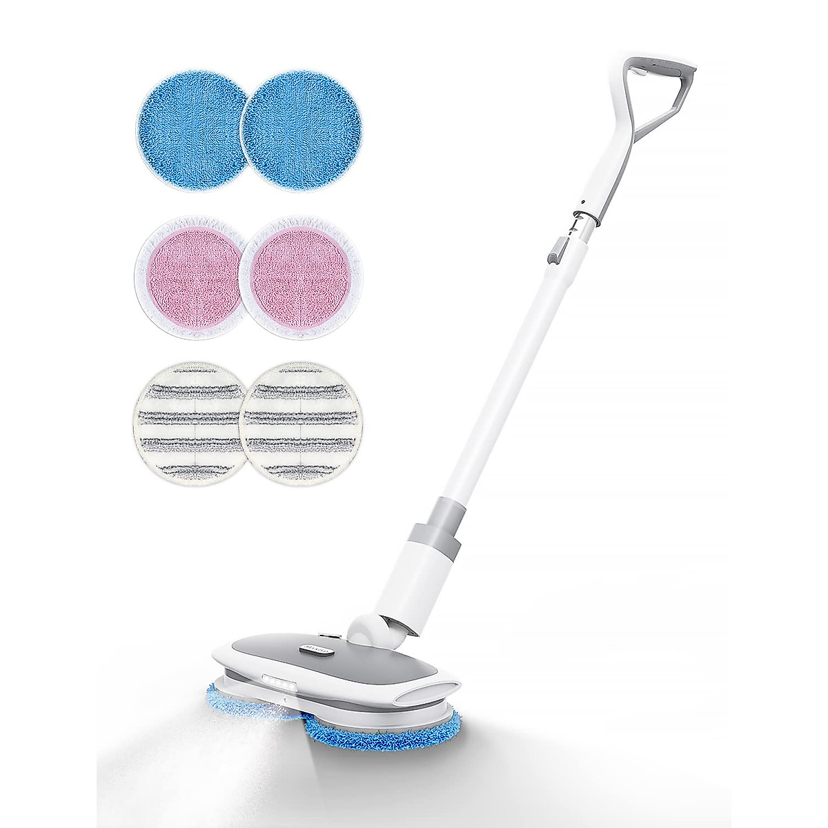 MARK LIVE Electric Mop, Cordless Floor Cleaner, LED Headlight and Water Sprayer with 300ml Tank, Up to 60 Mins of Powerful Spin, Polisher for Hardwood, Tile and Laminate Floors, 6 Mop Pads