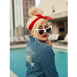 ModParty Bride Sunglasses | White Heart-Shaped Eyewear | Bachelorette Party Accessory | Bride to Be Wedding Honeymoon Gift Idea | Retro Cateye Design