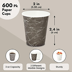 Juvale 3 oz Marble Small Paper Cups for Bathroom – 600 Pack Disposable Mouthwash Cups, Espresso Cups