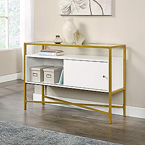 Sauder Harper Heights Accent Table, L: 43.31" x W: 13.78" x H: 29.53", White Plank Finish